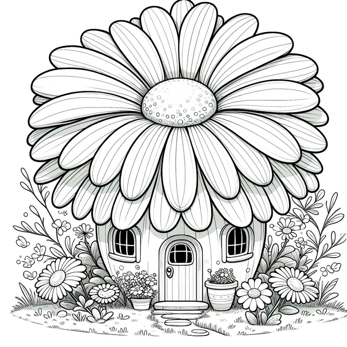 20 Flower House Coloring Pages, Flower Houses, Fairy Flower Houses ...