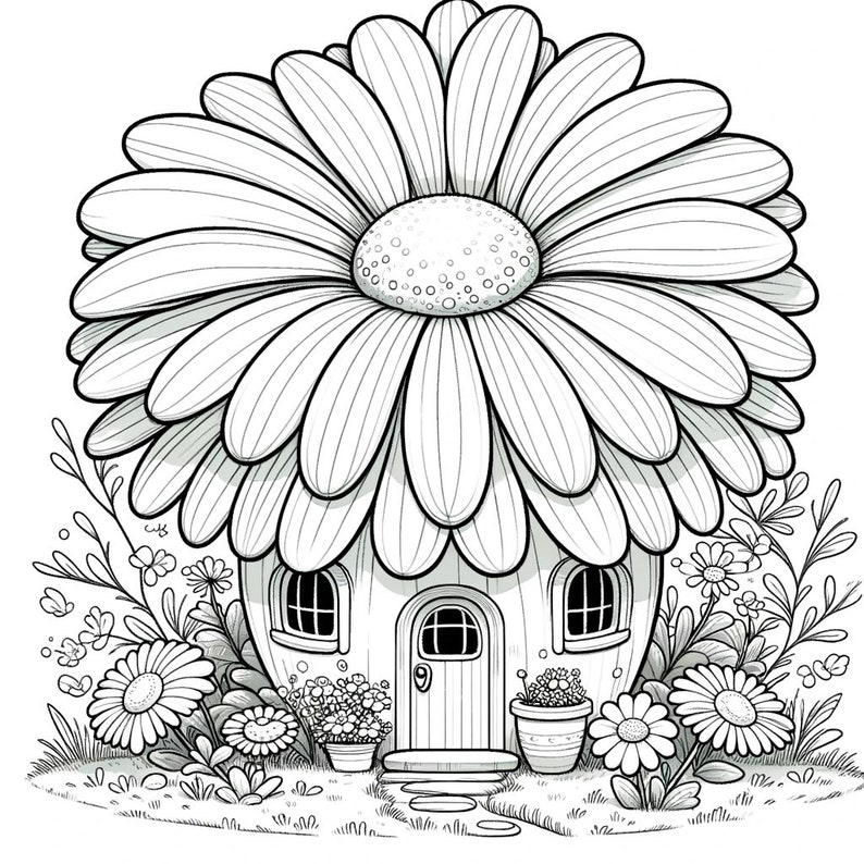 20 Flower House Coloring Pages, Flower Houses, Fairy Flower Houses ...