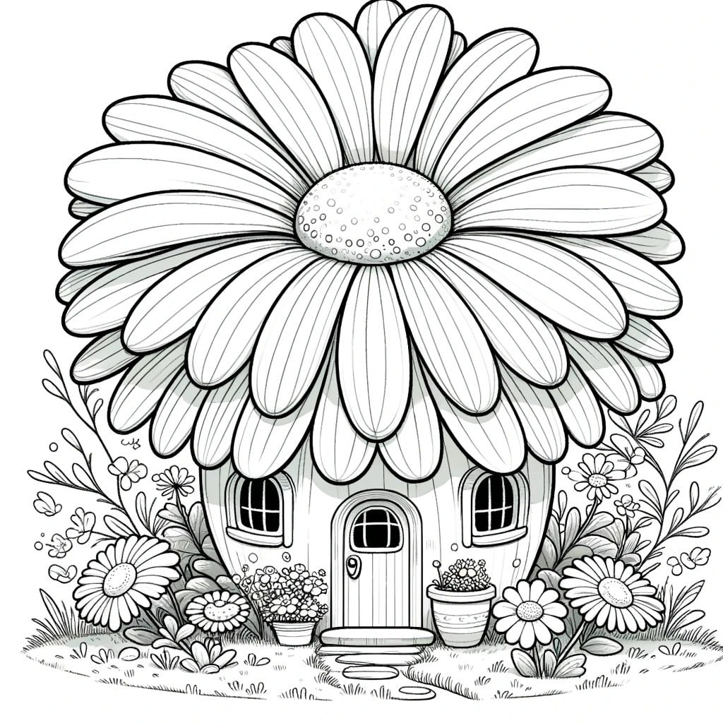 20 Flower House Coloring Pages, Flower Houses, Fairy Flower Houses ...