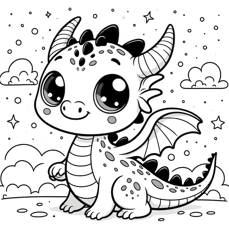 5 Baby Dragon Coloring Pages, Fantasy Coloring Pages, Cute Baby Dragon ...