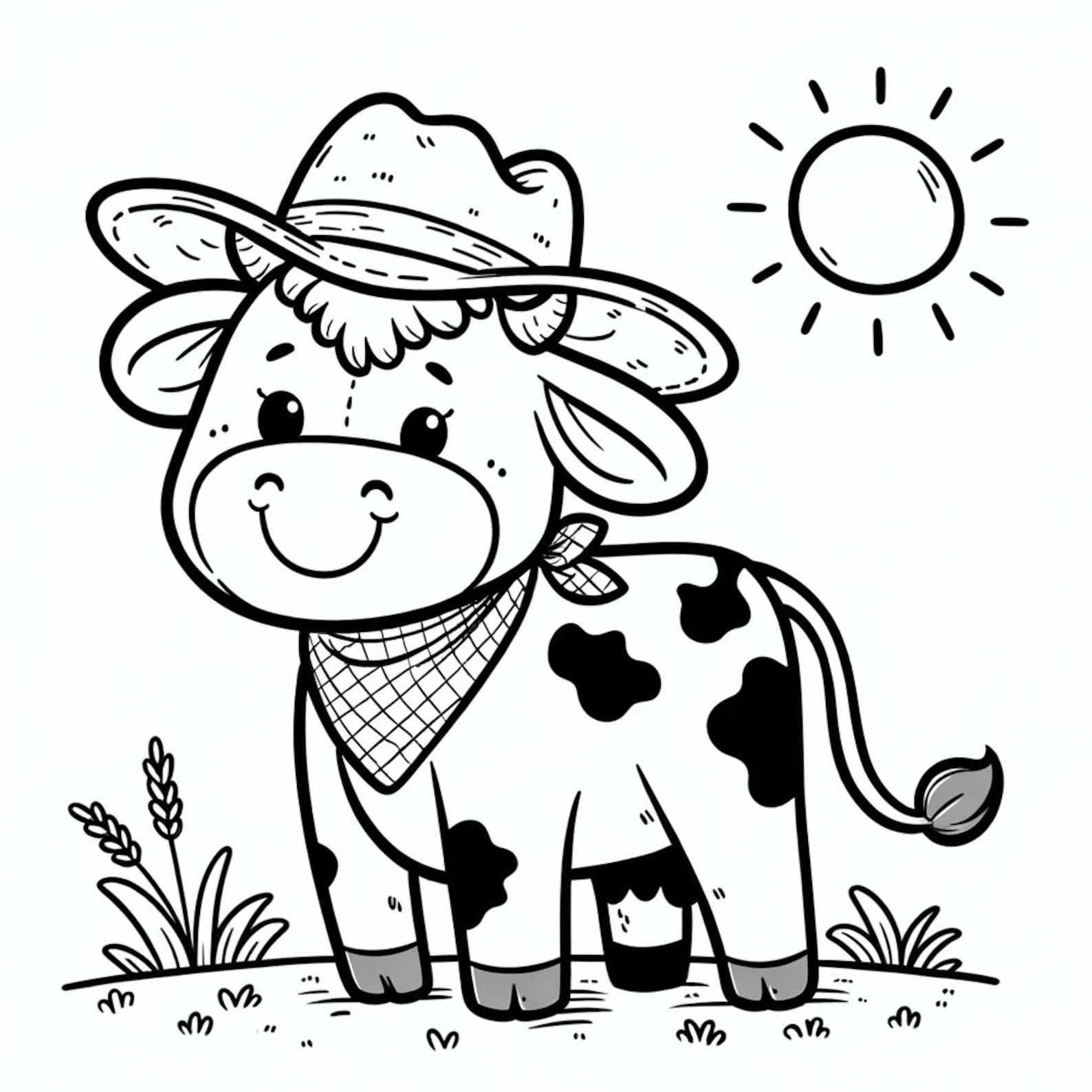 5 Cow Coloring Page- Animal Coloring Page, Farm Coloring Pages Digital ...