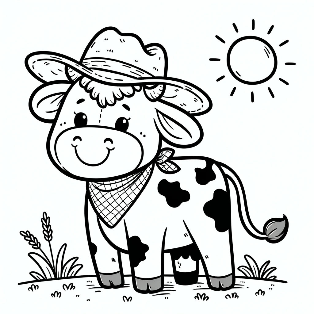 5 Cow Coloring Page- Animal Coloring Page, Farm Coloring Pages Digital ...