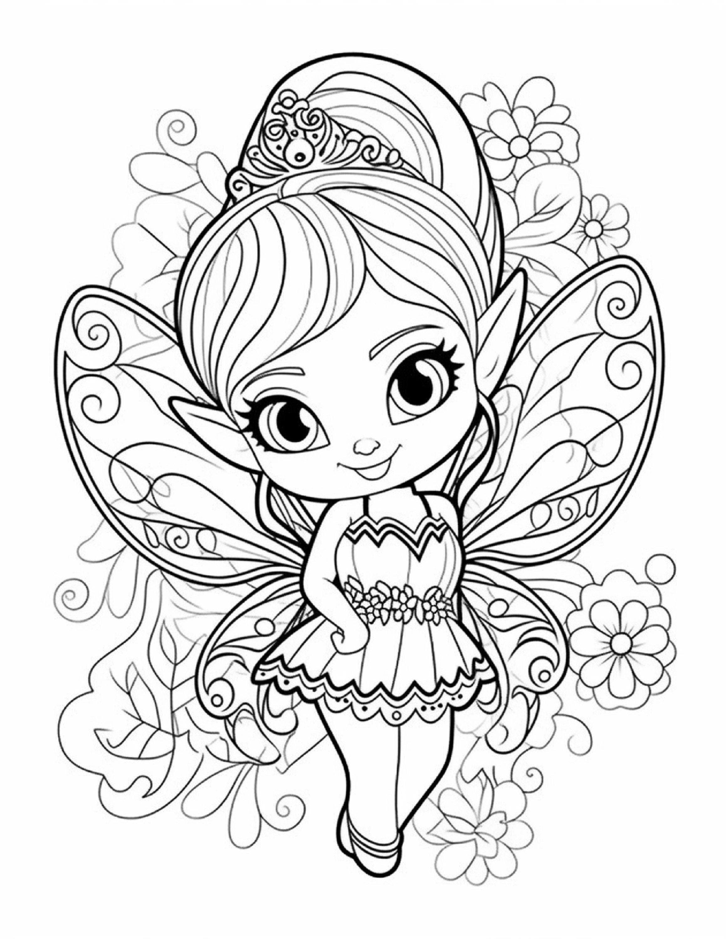 5 Fairy Coloring Pages, Enchanted Fairy Coloring Page, Fantasy Fairy ...