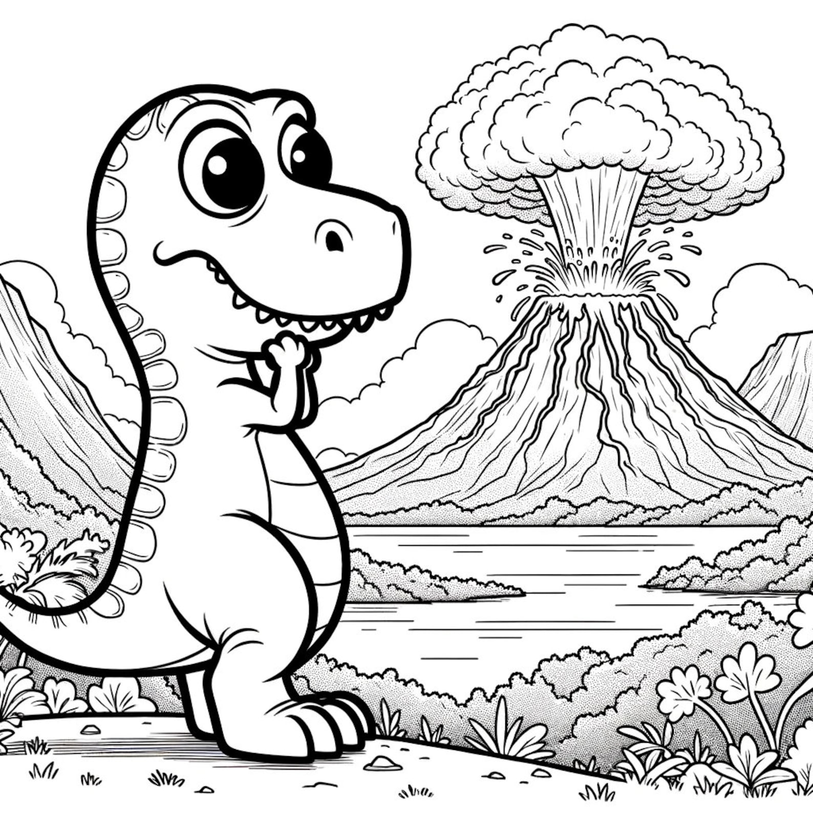 20 Cute T-rex Dinosaur Coloring Pages, 20 T-rex Dino Packs, Cool ...