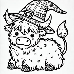 5 Halloween Coloring Pages, Highland Cow Coloring Pages, Cute Coloring ...