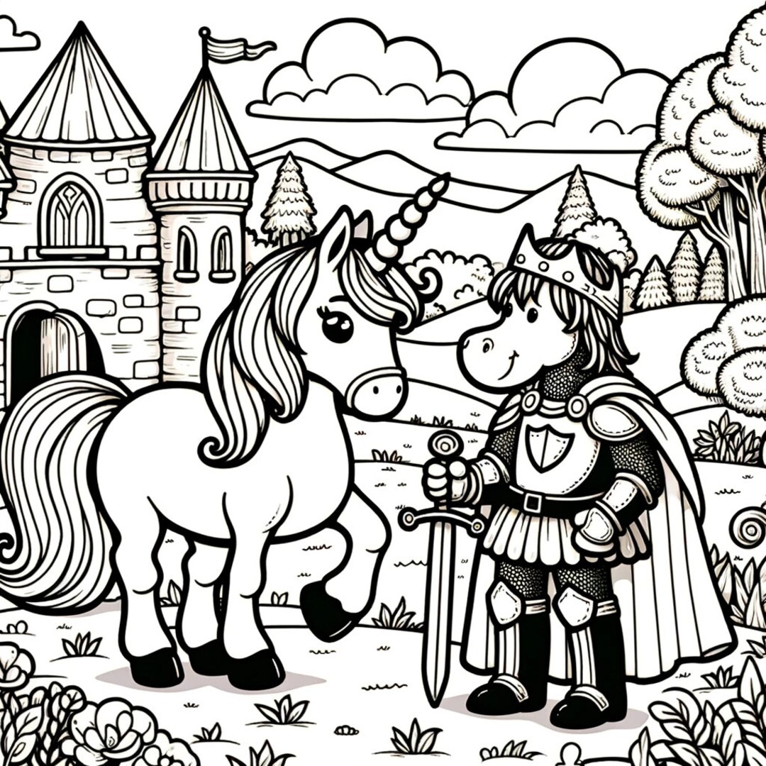 5 Cute Enchanted Unicorn Coloring Pages, Mystical Animal Coloring ...