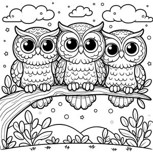 5 Owl Coloring Page, Whimsical Owl, Owl Art, Animal Coloring, Fantasy ...