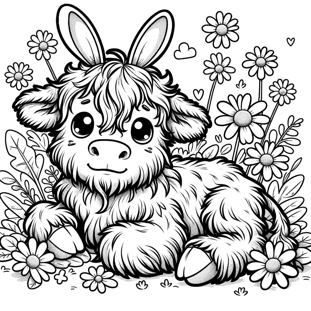 5 Easter Highland Cow Coloring Pages, Cow Coloring Pages, Highland Cows ...