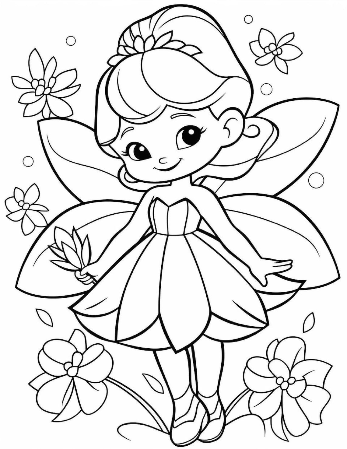 5 Fairy Coloring Pages, Enchanted Fairy Coloring Page, Fantasy Fairy ...