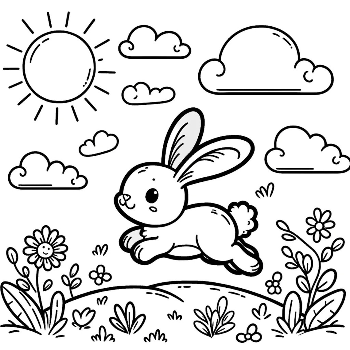 25 Rabbit Coloring Pack, Cute Rabbit Coloring Pages, Easter Coloring ...