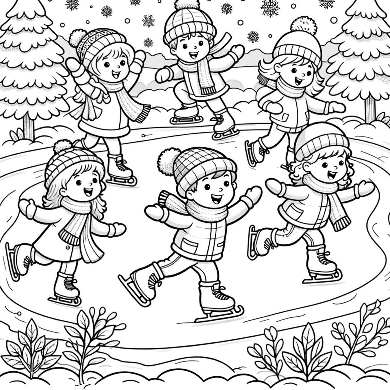 5 Winter Coloring Pages, Snowy Coloring, Winter Coloring - Etsy