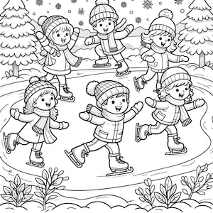 5 Winter Coloring Pages, Snowy Coloring, Winter Coloring - Etsy