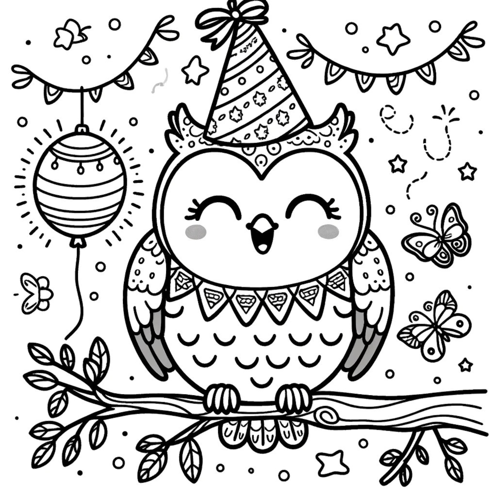 5 Owl Coloring Page, Whimsical Owl, Owl Art, Animal Coloring, Fantasy ...