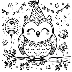 5 Owl Coloring Page, Whimsical Owl, Owl Art, Animal Coloring, Fantasy ...