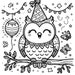5 Owl Coloring Page, Whimsical Owl, Owl Art, Animal Coloring, Fantasy ...
