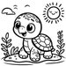 5 Turtle Coloring Page, Animal Coloring Page, Cut Kids Turtle Coloring ...