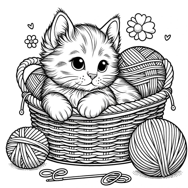 5 Cute Kitten Coloring Pages, Cute Cat Coloring Pages, Cat Coloring ...