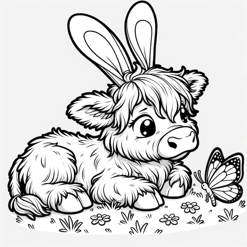 5 Easter Highland Cow Coloring Pages, Cow Coloring Pages, Highland Cows ...