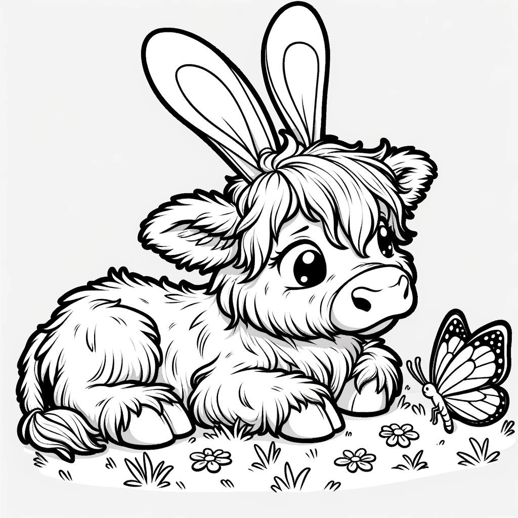 5 Easter Highland Cow Coloring Pages, Cow Coloring Pages, Highland Cows ...