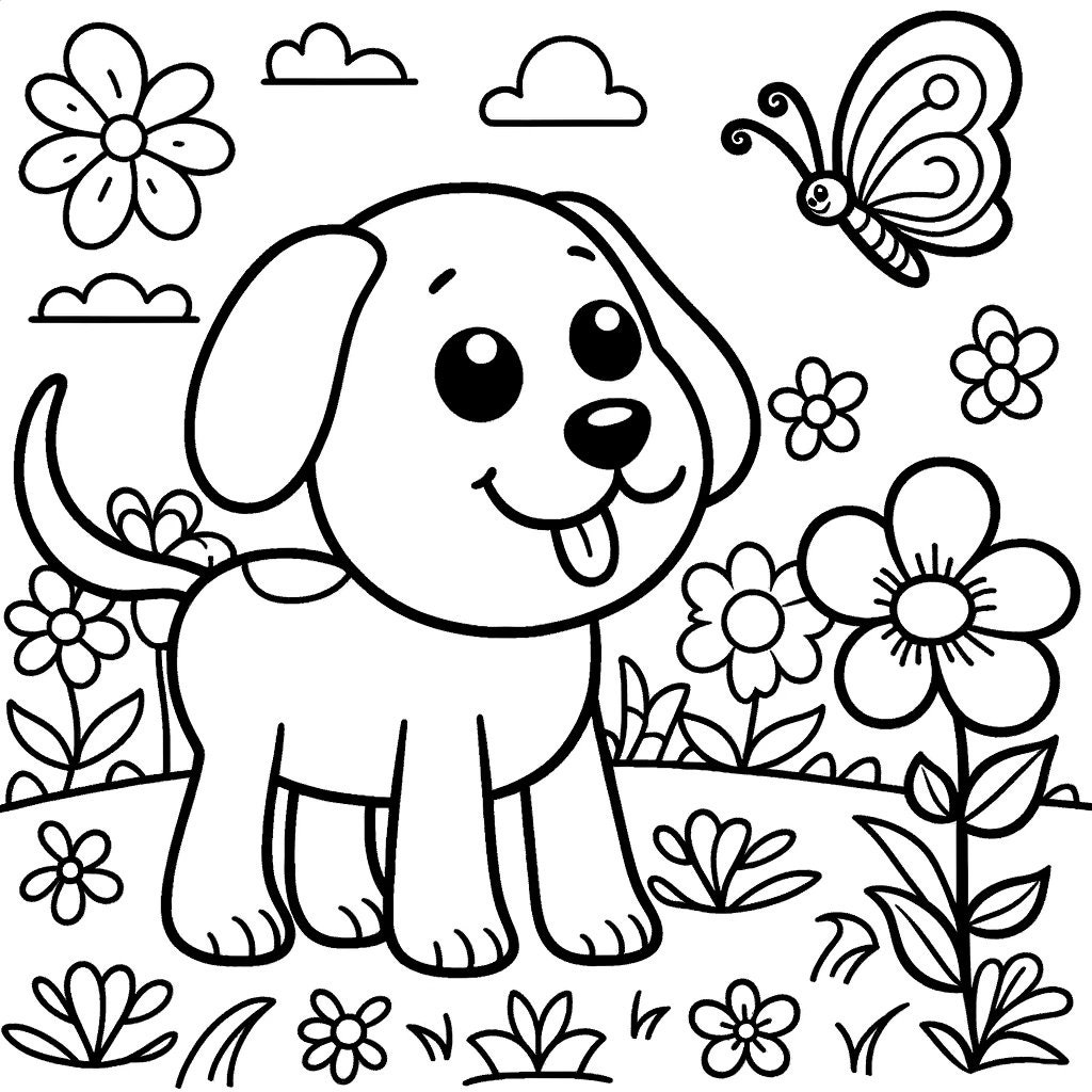 20 Cute Dog Coloring Pages, Dog Coloring, Cute Kids Dog Coloring, Puppy ...