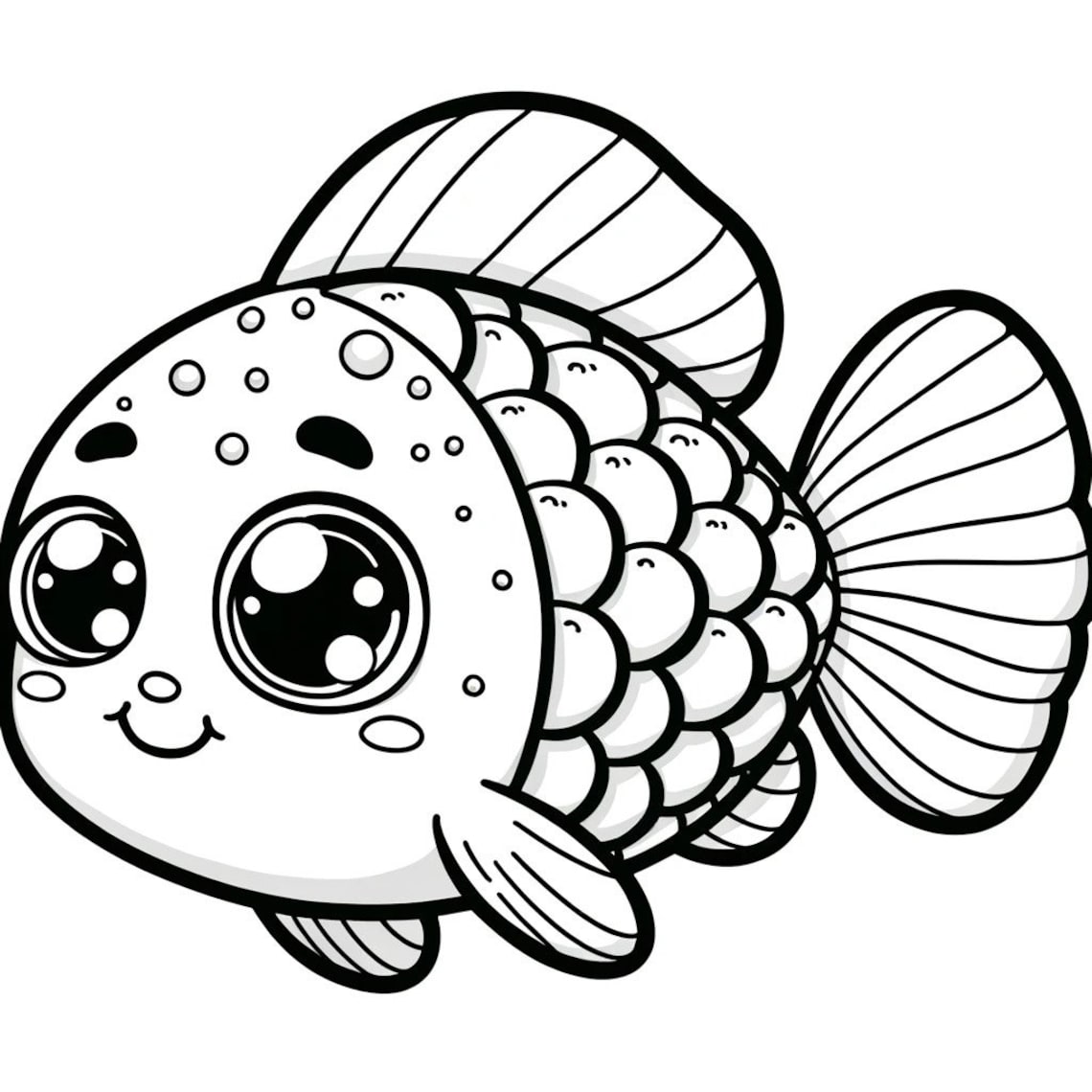 4 Page Bundle Fish Coloring Page, Colorful Fish Coloring Page, Sea Fish ...