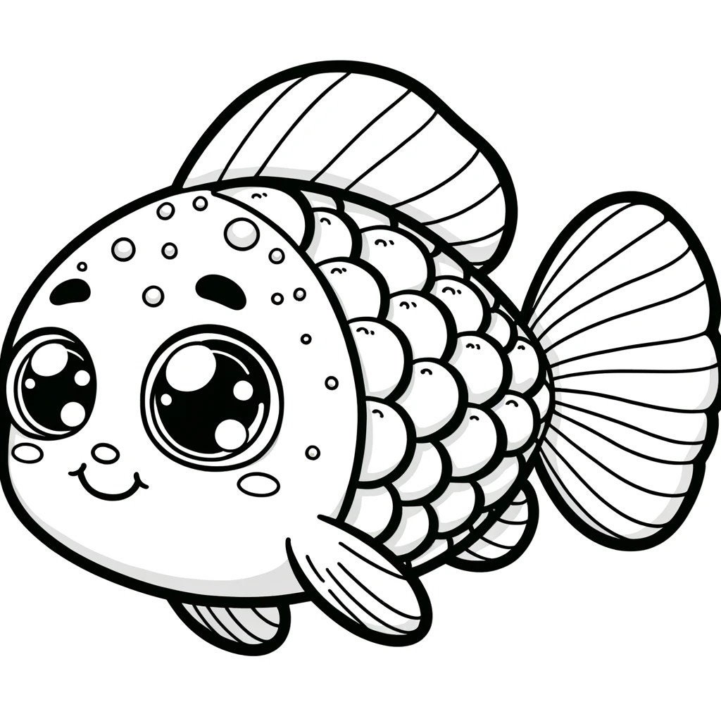 4 Page Bundle Fish Coloring Page, Colorful Fish Coloring Page, Sea Fish ...