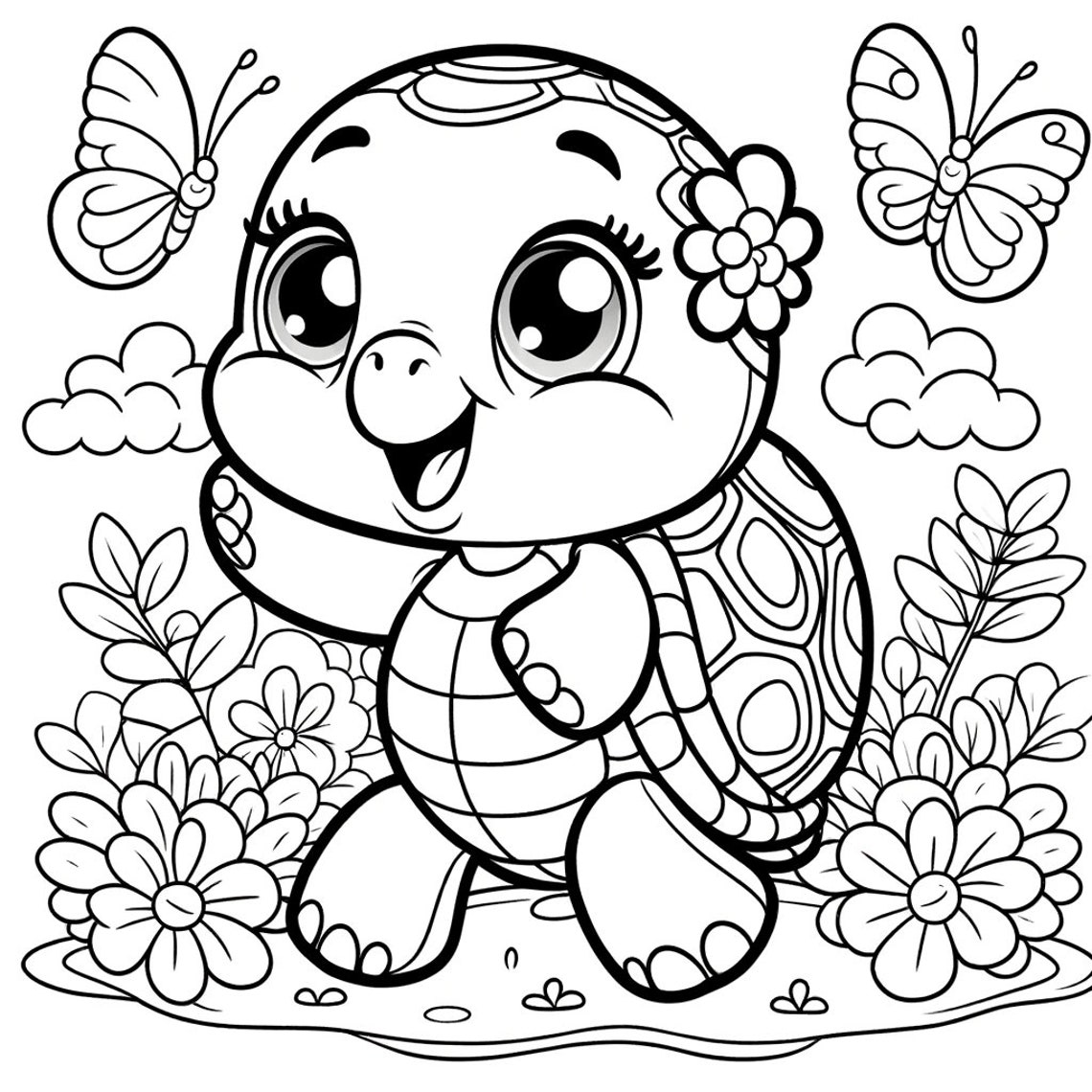 5 Turtle Coloring Page, Animal Coloring Page, Cut Kids Turtle Coloring ...