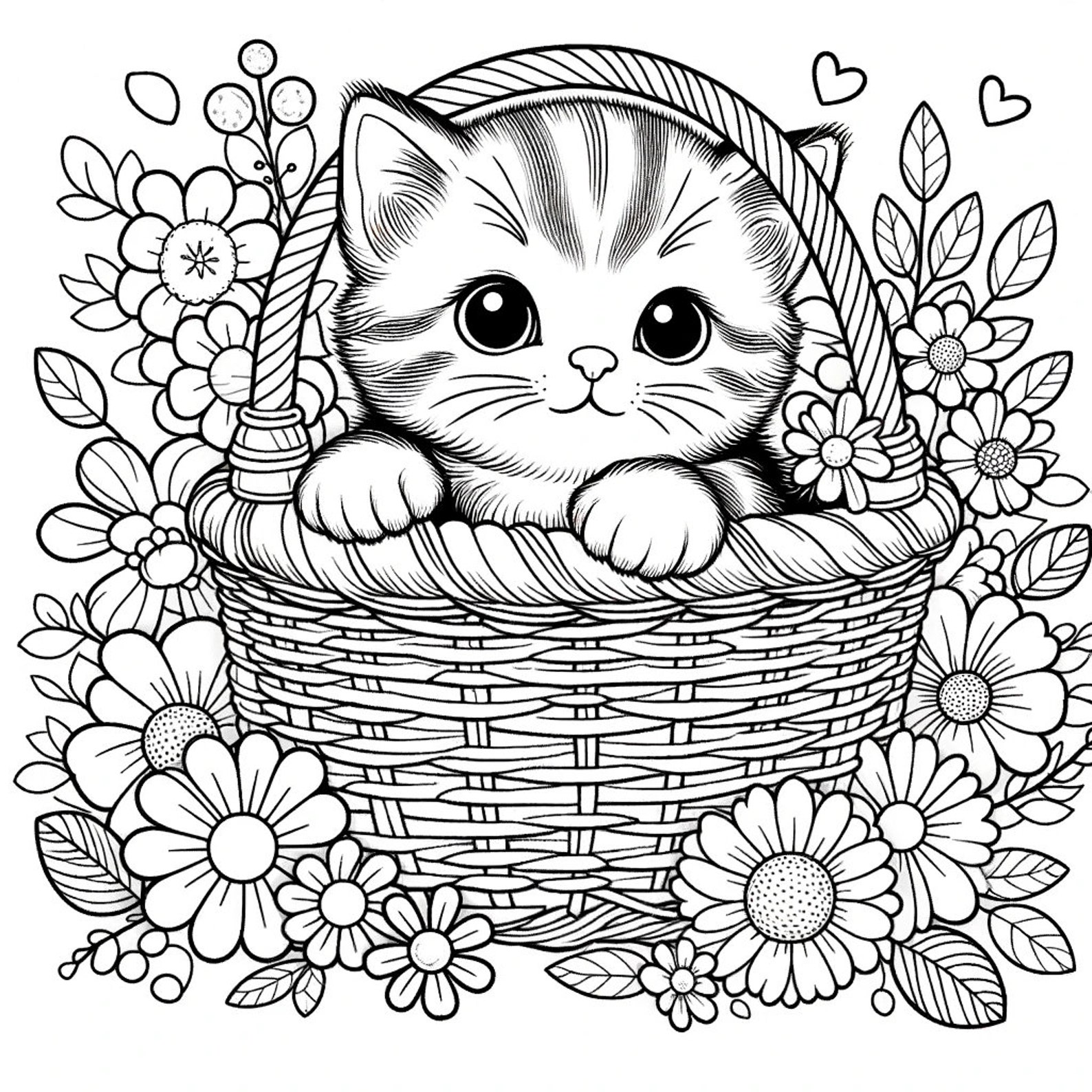 5 Cute Kitten Coloring Pages, Cute Cat Coloring Pages, Cat Coloring ...