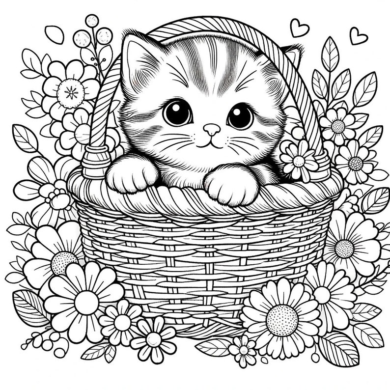 5 Cute Kitten Coloring Pages, Cute Cat Coloring Pages, Cat Coloring ...