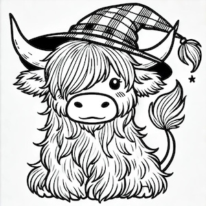 5 Halloween Coloring Pages, Highland Cow Coloring Pages, Cute Coloring ...