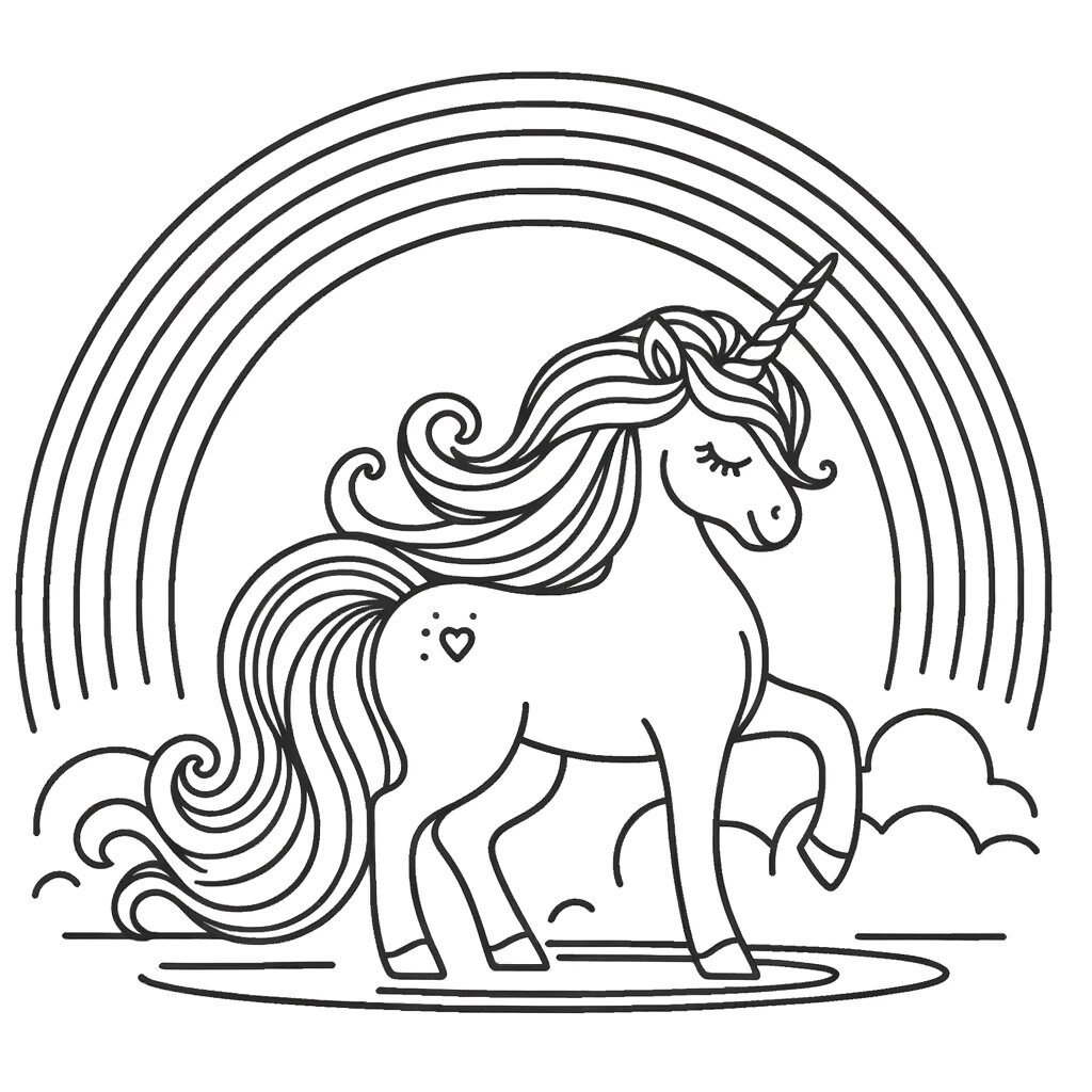 5 Cute Enchanted Unicorn Coloring Pages, Mystical Animal Coloring ...