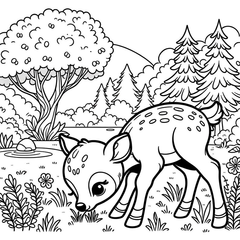 20 Baby Deer Coloring Pages, Baby Deer Coloring, Critter Coloring, Deer ...