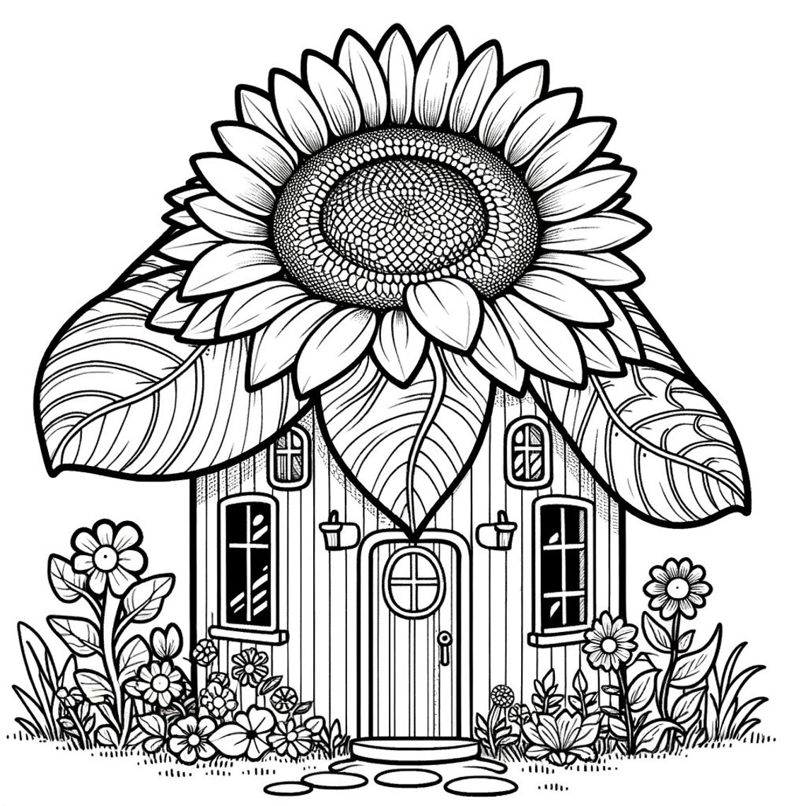 20 Flower House Coloring Pages, Flower Houses, Fairy Flower Houses ...