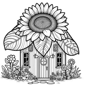 20 Flower House Coloring Pages, Flower Houses, Fairy Flower Houses ...