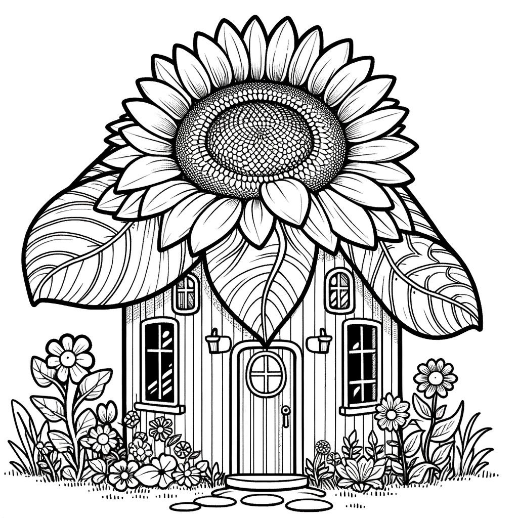 20 Flower House Coloring Pages, Flower Houses, Fairy Flower Houses ...