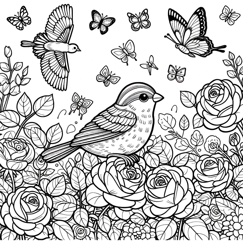 5 Rose Coloring Pages, Valentines Day Coloring, Flower Coloring Page ...