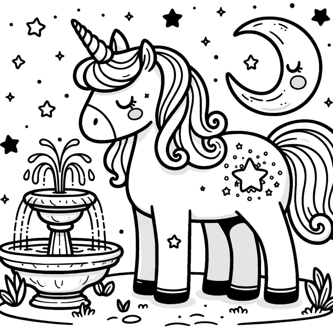 5 Cute Enchanted Unicorn Coloring Pages, Mystical Animal Coloring ...