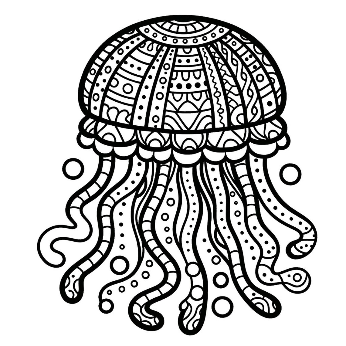 5 Cute Jellyfish Coloring Pages, Marine Life Coloring, Jellyfish ...