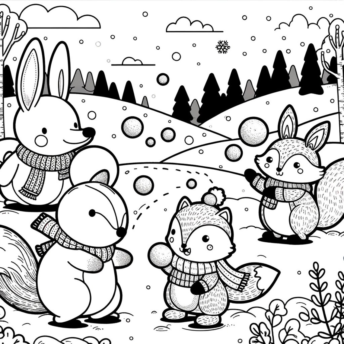5 Winter Coloring Pages, Snowy Coloring, Winter Coloring - Etsy