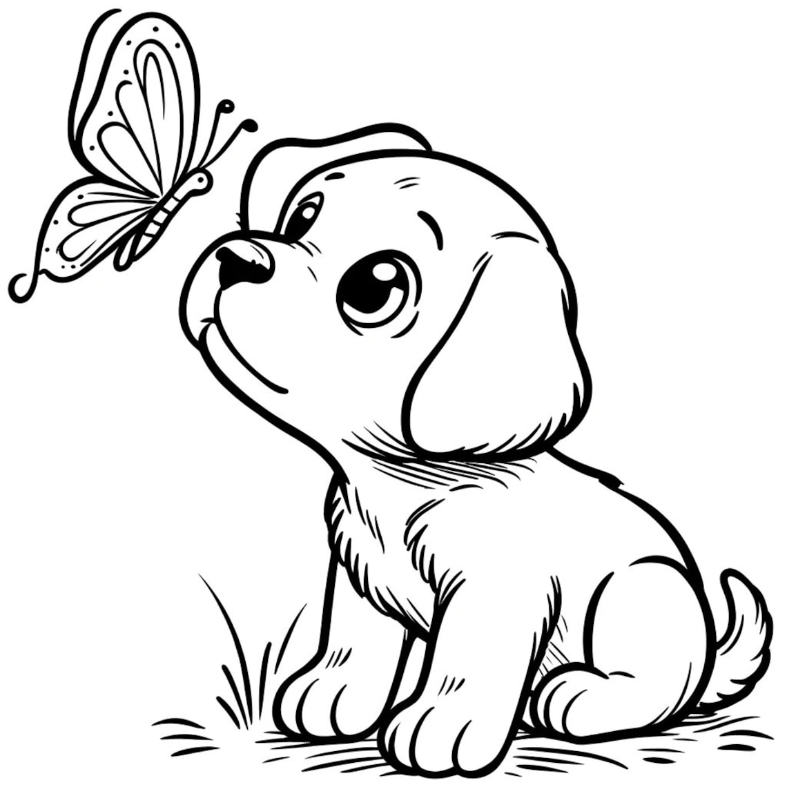 5 Cute Dog Coloring Pages, Dog Coloring, Cute Kids Dog Coloring, Puppy ...