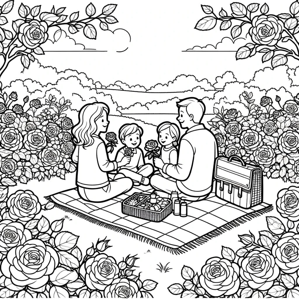 5 Rose Coloring Pages, Valentines Day Coloring, Flower Coloring Page ...