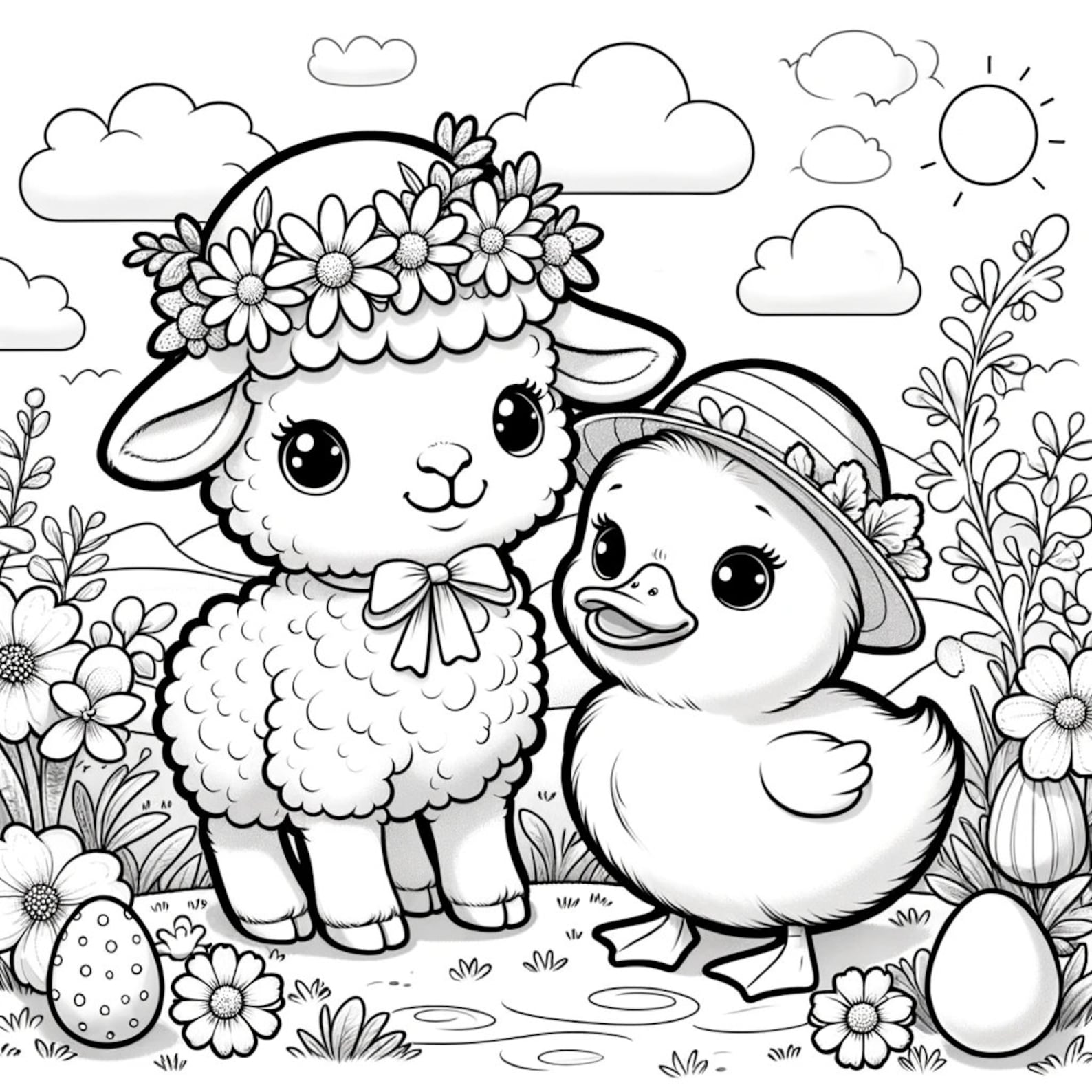 5 Easter Coloring Pages, Easter Coloring Bundle, Easter Bunny Coloring ...