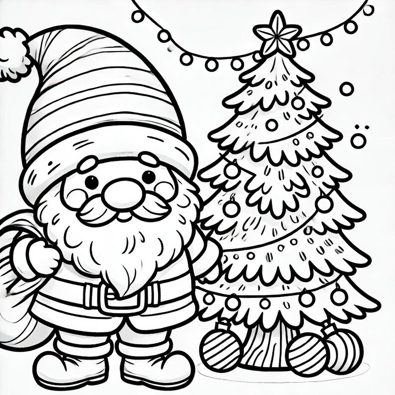 5 Christmas Gnome Coloring Pages, Kids Christmas Coloring, Enchanted ...