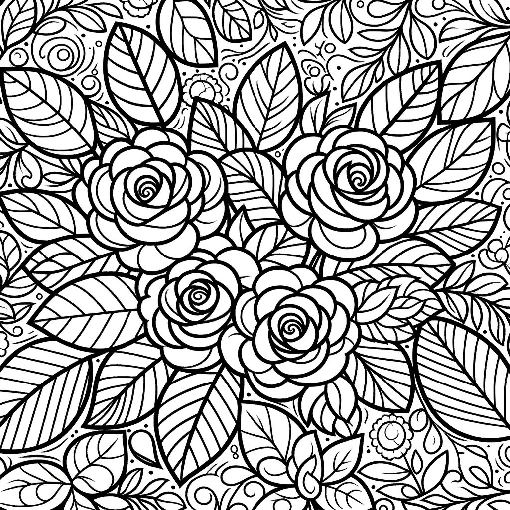 5 Rose Coloring Pages, Valentines Day Coloring, Flower Coloring Page ...