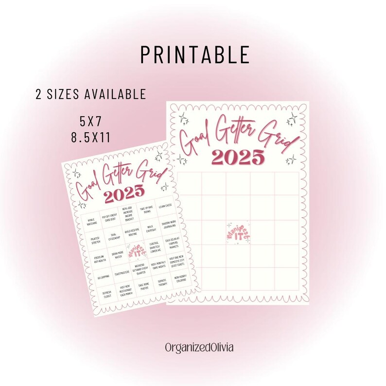 Printable 2025 Bingo Card, 2025 Vision Board Bingo Card, Goal Tracker ...