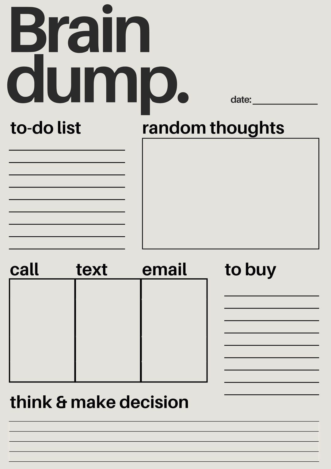 Brain Dump Notion Template Thought Organizer ADHD Brain Dump Bullet ...