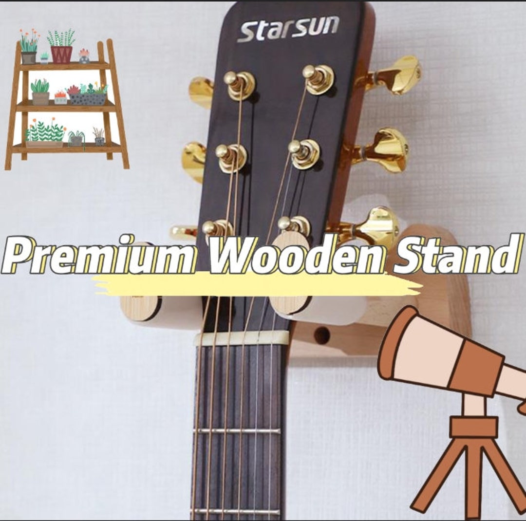 Solid Wood Guitar Hook Rack Wall Mounted Guitar Stand - Etsy