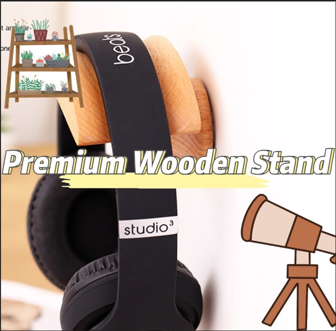 Wall Mounted Metal Headphone Holder Solid Wooden Hook for - Etsy