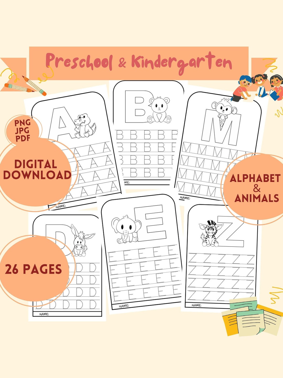 Digital Alphabet Worksheets for Preschool Teachers and Kids - Etsy