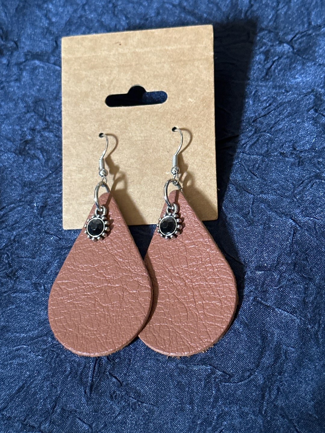 Rust Teardrop With Black Charm Leather Earring - Etsy